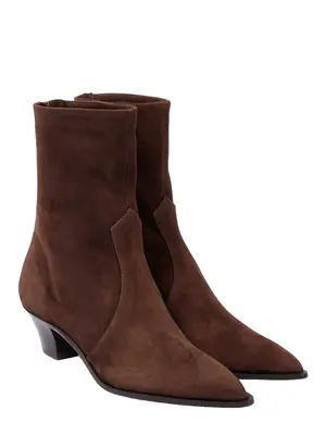 AQUAZZURA Brunswick Suede Ankle Boots - Brown