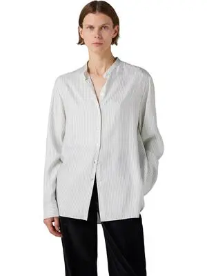 Veronica De Piante Daisy Shirt In Silk, Blue And White Stripe White