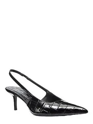 Michael Kors Emma Crocodile Embossed Leather Slingback Pump - Black