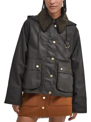 Barbour Reighton Waxed Hooded Jacket Olive/ancient