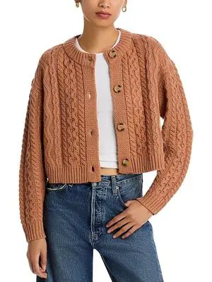 Aqua Cable Knit Cardigan Sweater - Mocha Mousse