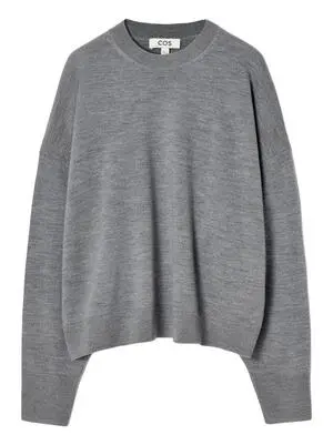 Cos Merino Wool Crew-Neck Jumper Gray