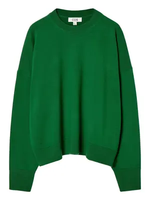 Cos Merino Wool Crew-Neck Jumper Green