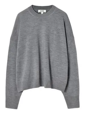 Cos Merino Wool Crew-Neck Jumper Grey
