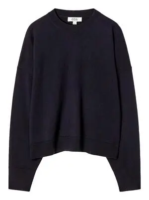 Cos Merino Wool Crew-Neck Jumper Navy
