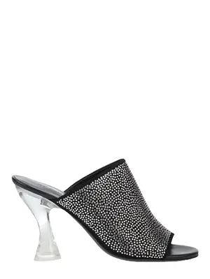 By Far Leather Crystal-embellished Sandals - Black
