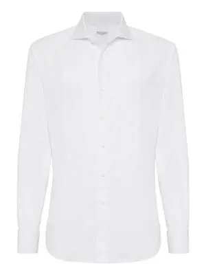 Brunello Cucinelli Bib Detail Cotton Shirt - White
