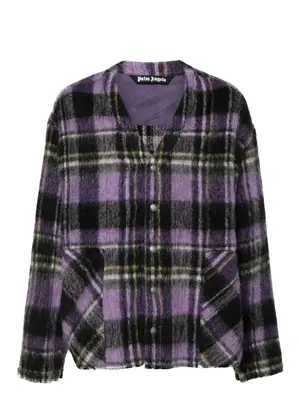 Palm Angels Plaid-check Virgin Wool Cardigan - Purple