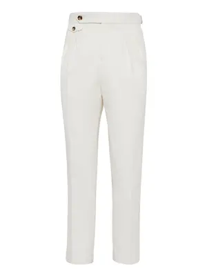 Brunello Cucinelli Pressed-crease Tapered Trousers - White