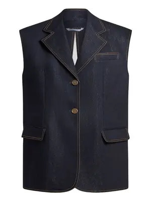Etro Lurex Denim Vest - Blue