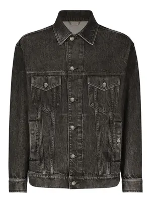 Dolce & Gabbana Dg-logo Denim Jacket - Black