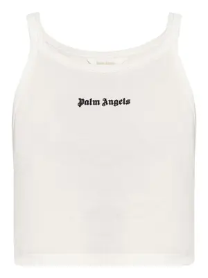 Palm Angels Logo-embroidered Ribbed Tank Top - White