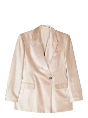 Brunello Cucinelli Monili-detail Velvet Blazer - Neutrals