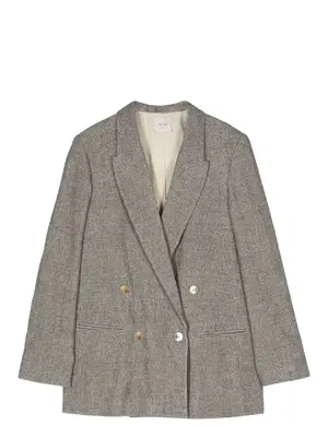 ALYSI Mélange-effect Double-breasted Blazer - Grey