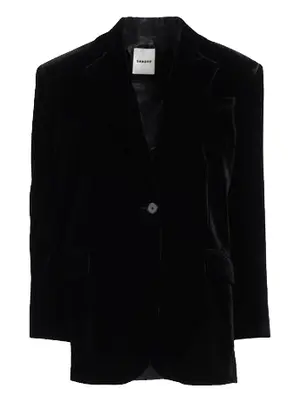Sandro Single-breasted Velvet Blazer - Black