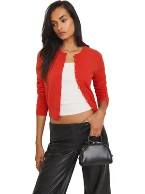REFORMATION Reformation Caspia Cashmere Cropped Cardigan Paprika