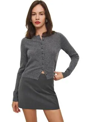 REFORMATION Reformation Caspia Cashmere Cropped Cardigan Thunder