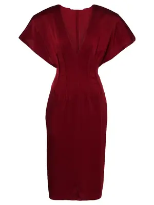 Stella McCartney Draped Satin Midi Dress - Red