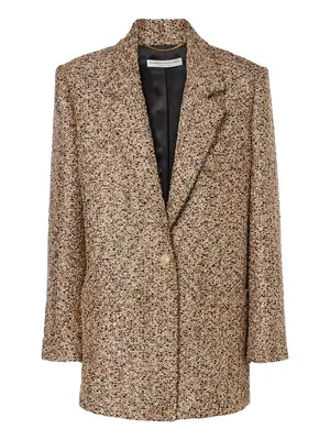 Alessandra Rich Oversized Tweed Lamé Blazer - Brown