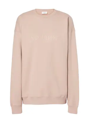 Saint Laurent Logo Cotton Jersey Sweatshirt - Neutrals