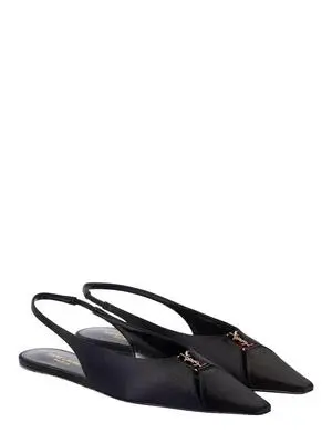 Saint Laurent Babylone Crêpe Slingback Flats - Black