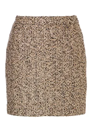 Alessandra Rich Lamé Tweed Miniskirt - Gold