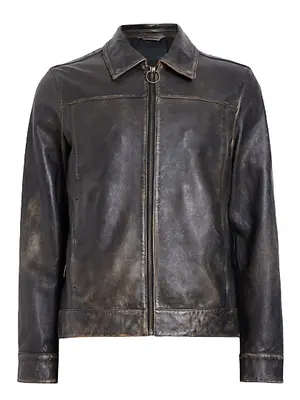 ALLSAINTS Alkan Regular-fit Zip-up Leather Jacket - Vintage Black