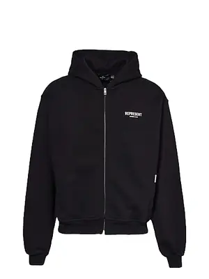 REPRESENT Owners Club Brand-print Relaxed-fit Hoody - Black