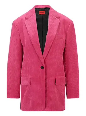 Hugo Regular-fit Single-breasted Stretch-corduroy Jacket - Bright Pink