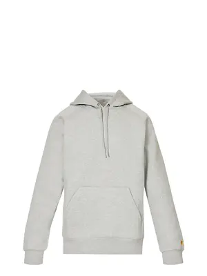 Carhartt Work In Progress Chase Brand-Embroidered Cotton-Blend Hoody Grey Heather Gold