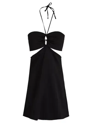 Maje Cutout Crepe Halterneck Mini Dress - Black
