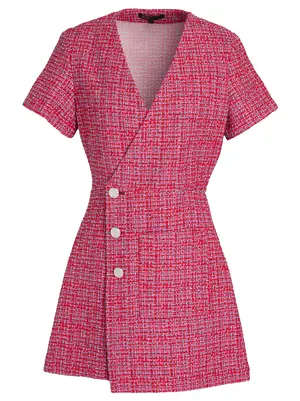 Maje Cutout Tweed Mini Wrap Dress - Red