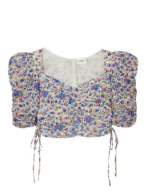 MARANT ETOILE Galaor Cropped Floral-print Top - Multicolor