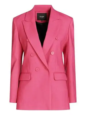 Maje Double-breasted Wool-blend Twill Blazer - Pink