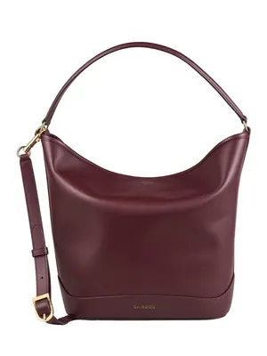 Sandro Leather Bucket Bag Burgundy