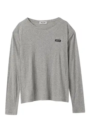 Miu Miu Logo-patch T-shirt - Grey