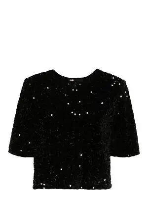Maje Sequined Velvet Top - Black