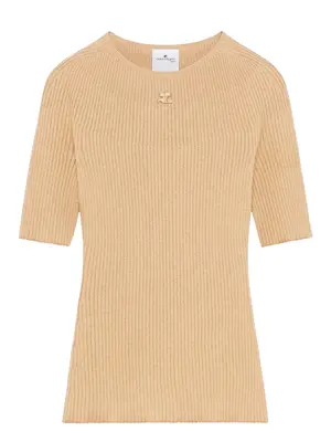 COURREGES Ribbed Knit Sweater - Neutrals