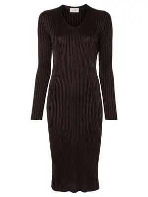 MRZ Ribbed-knit Midi Dress - Brown