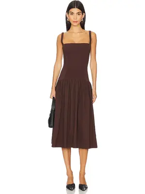 WeWoreWhat Smocked Drop Waist Midi Dress - Muted Eggplant