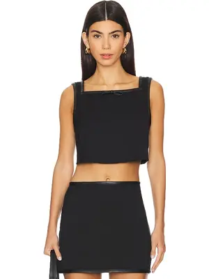 WeWoreWhat Cropped Square Neck Top - Black