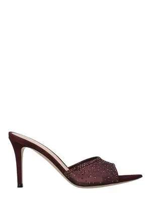 GIANVITO ROSSI Suede Rania Mules - Burgundy