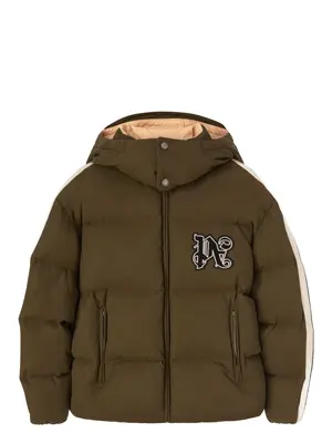 Palm Angels Monogram Down Hooded Jacket - Green