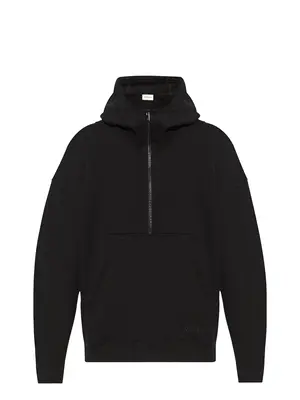 Saint Laurent Logo-embroidered Half-zip Hoodie - Black