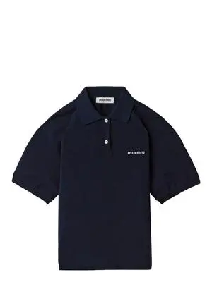 Miu Miu Cotton Piqué Polo Shirt - Blue