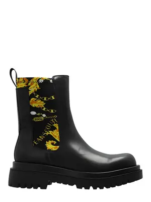 Versace Chain Couture-print Boots - Black
