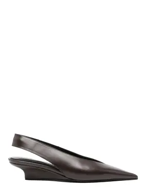 TOTEME 40mm The Wedge-heel Slingback Pumps - Brown