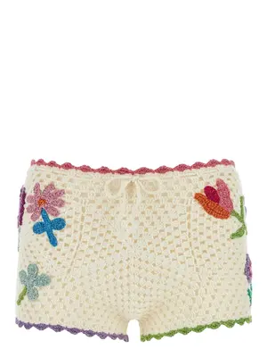 ROSE CARMINE Bloom Shorts - White
