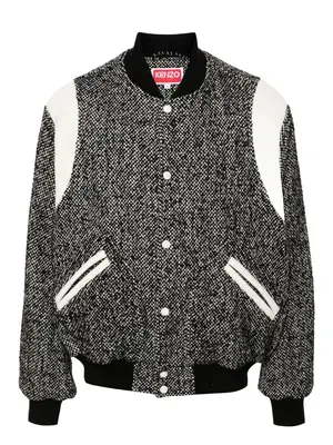 Kenzo Marl-knit Varsity Jacket - Black