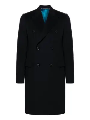 Paul Smith Double-breasted Wool-cashmere Coat - Black